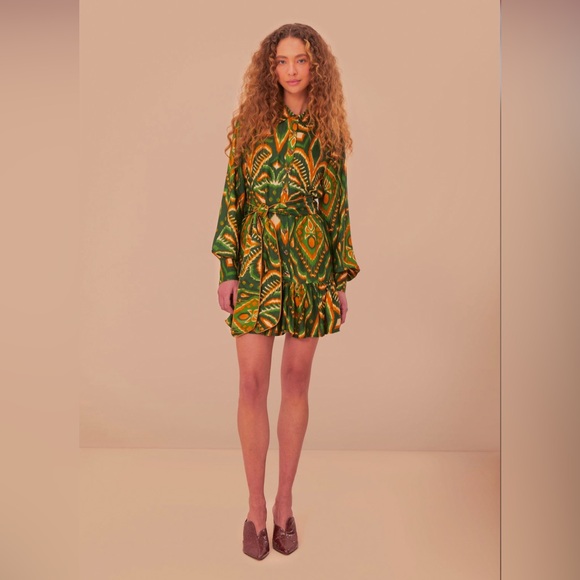 FARM Rio | Dresses | Farm Rio Green Pineapple Ikat Mini Dress | Poshmark
